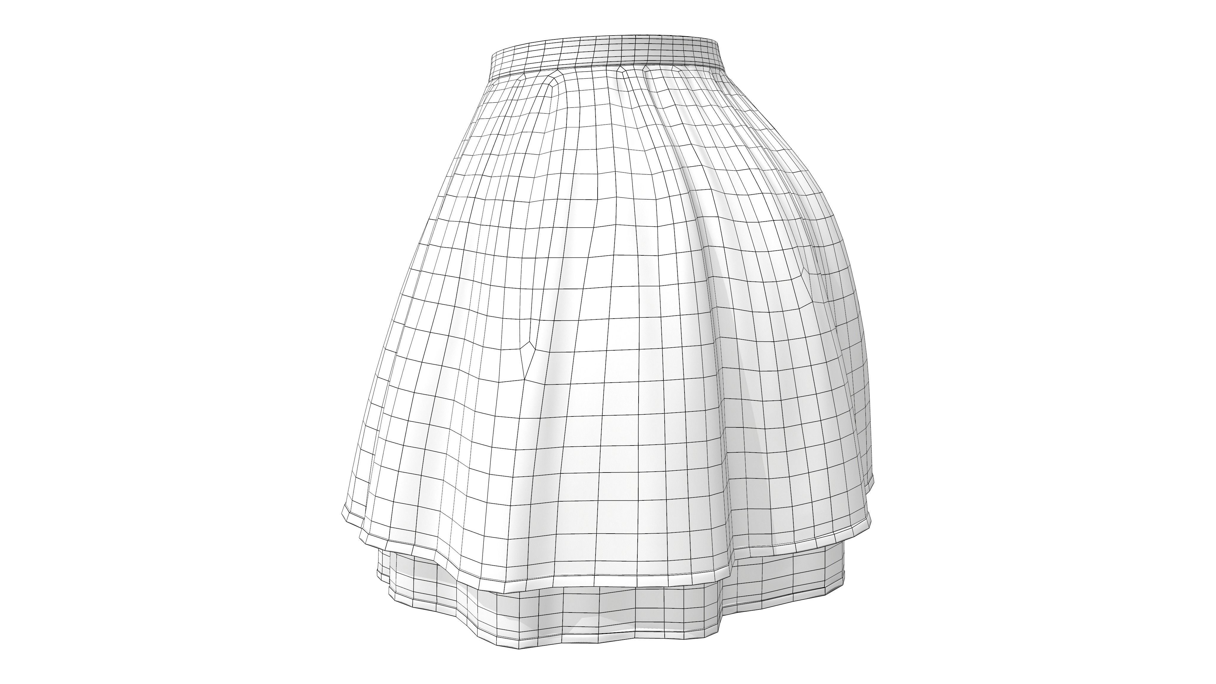 3D model Layered Tulle Female Mini Skirt VR / AR / low-poly | CGTrader