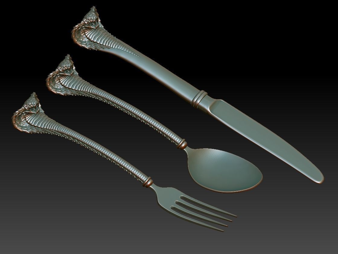 fork spoon knife 3D model 3D printable | CGTrader
