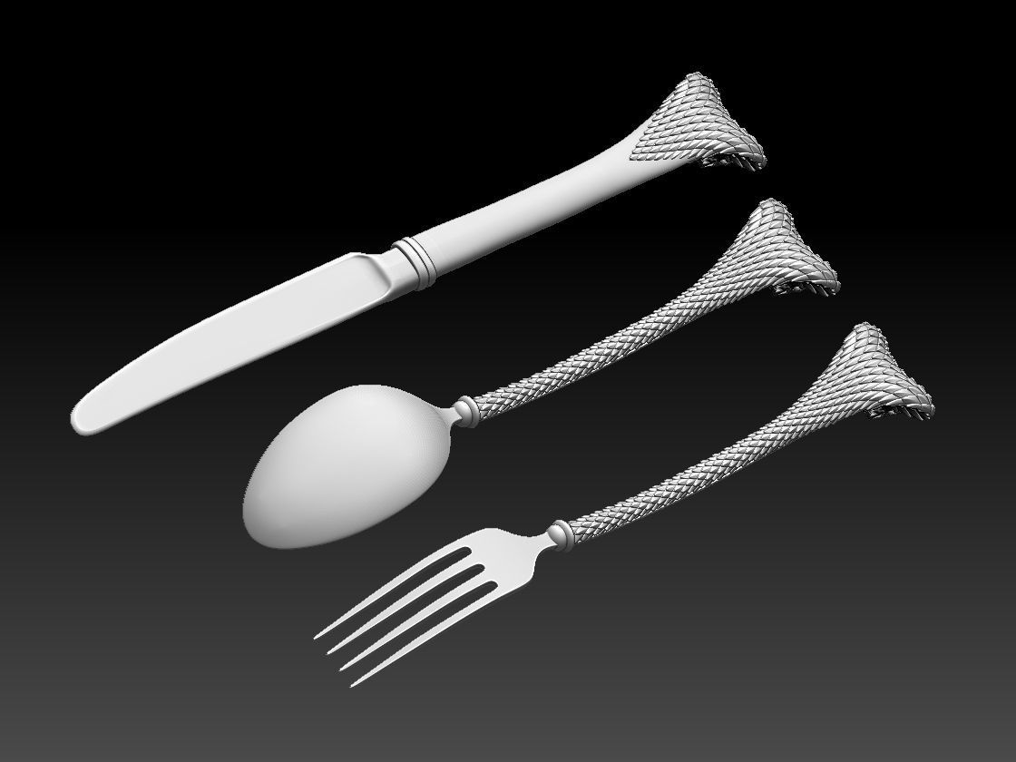 fork spoon knife 3D model 3D printable | CGTrader