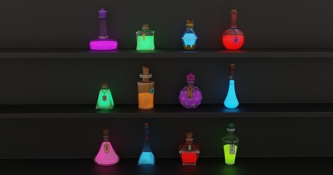3D model Magic Potions - Game Ready VR / AR / low-poly | CGTrader