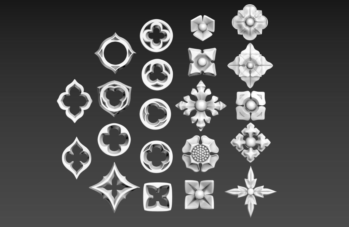 Victorian Gothic Flower Designs 3D model 3D printable | CGTrader
