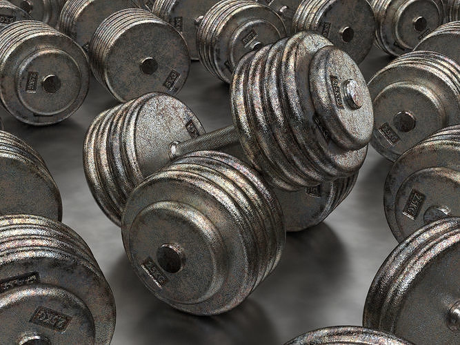 A set of 20 rusty dumbbells from 5 to 100 kg 3D model | CGTrader