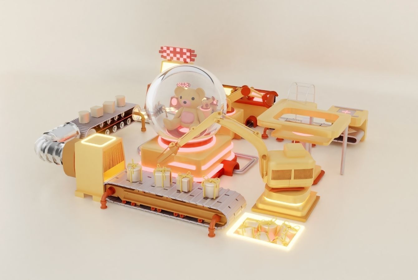 3D model Production of Toy Factory Futuristic Low-poly 3D model VR / AR ...