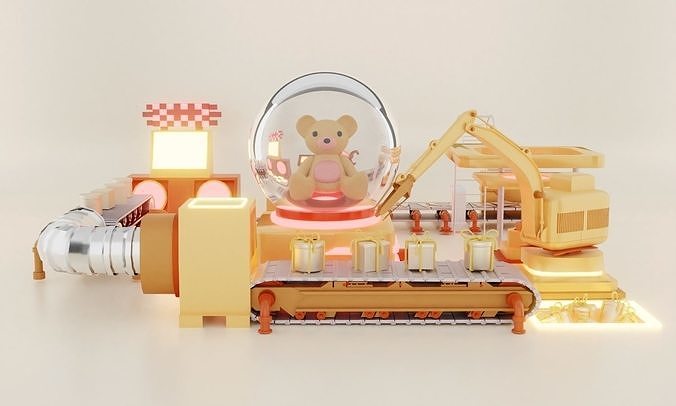 3D model Production of Toy Factory Futuristic Low-poly 3D model VR / AR ...