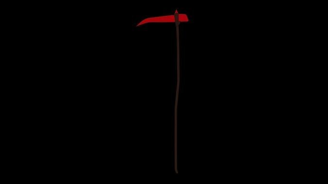 3D model Bright Red Wooden Scythe Made in Blender and Rendered in Maya ...