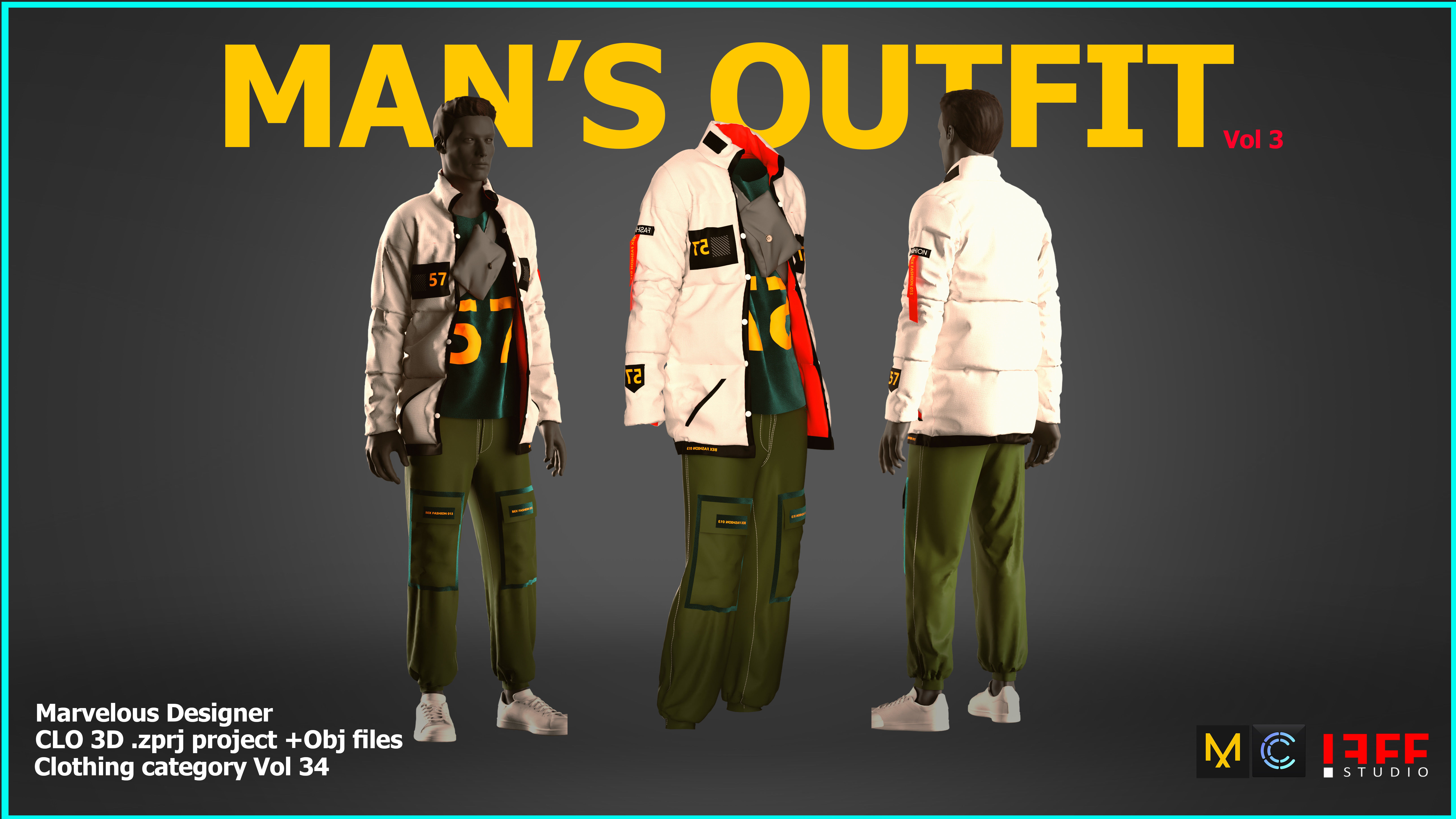 Jeff studio Man outfit Vol 2 Marvelous designer free VR / AR / low-poly ...