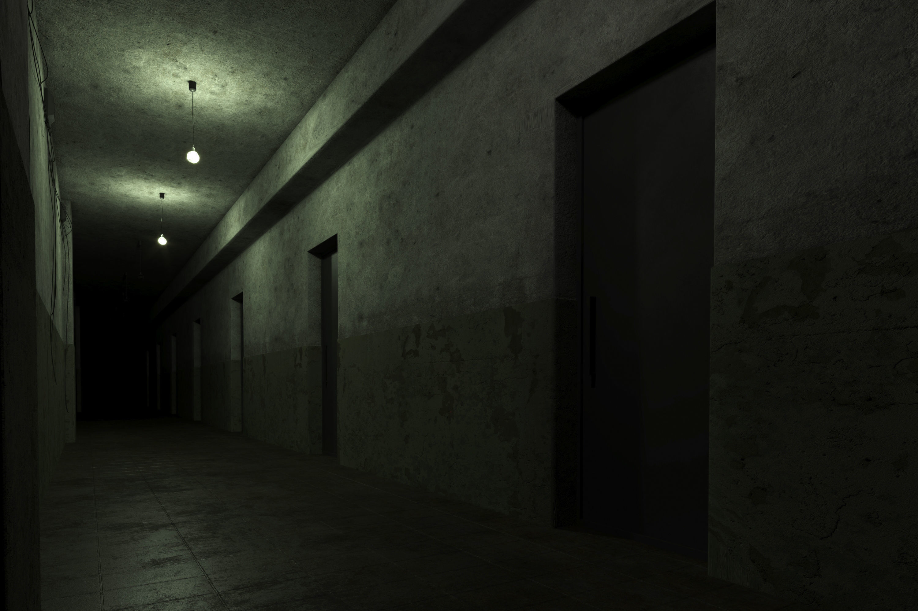 3D model old dark scary corridor 04 with ghost VR / AR / low-poly ...