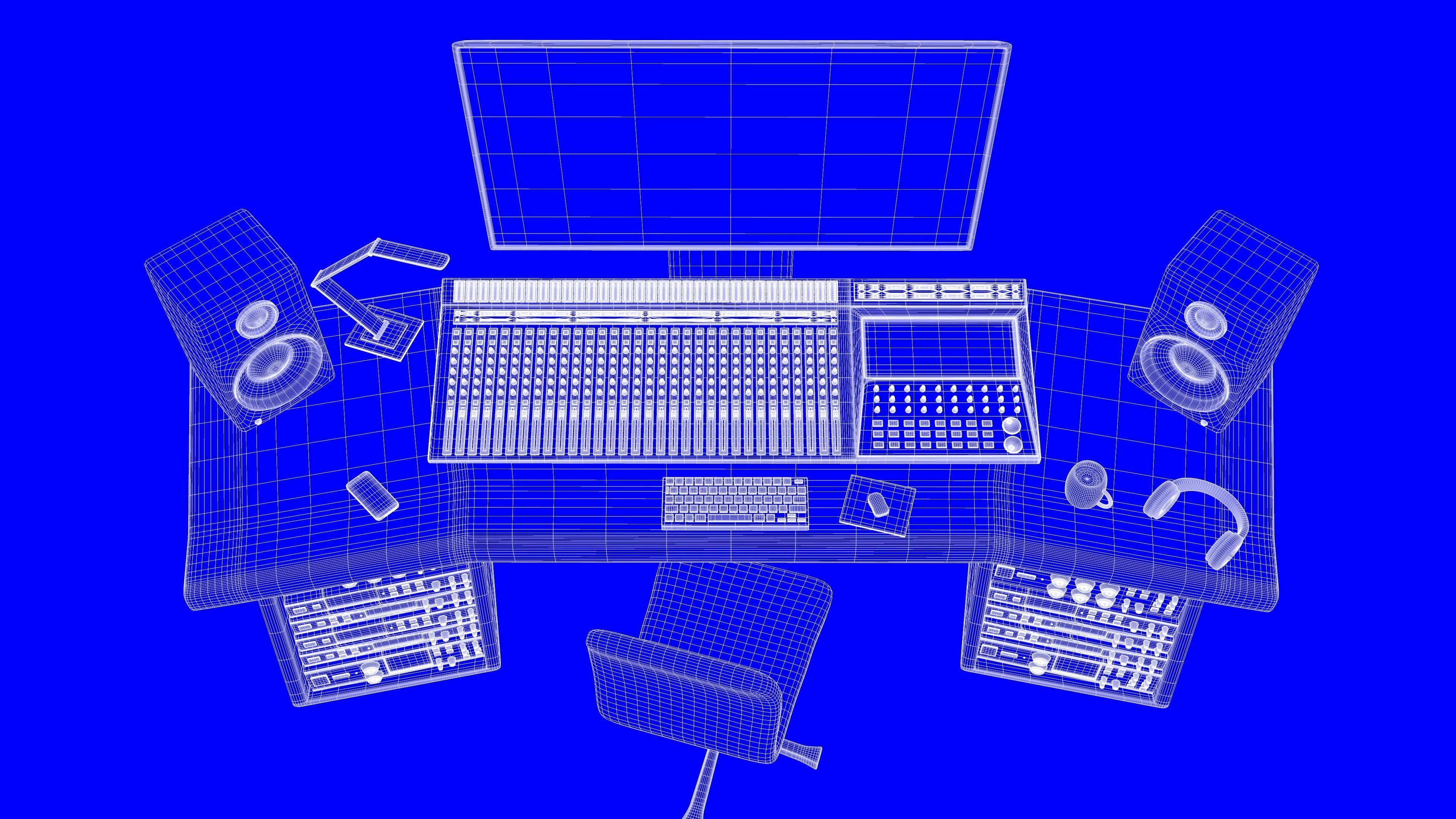 Music Studio Desk Setup 3D model | CGTrader