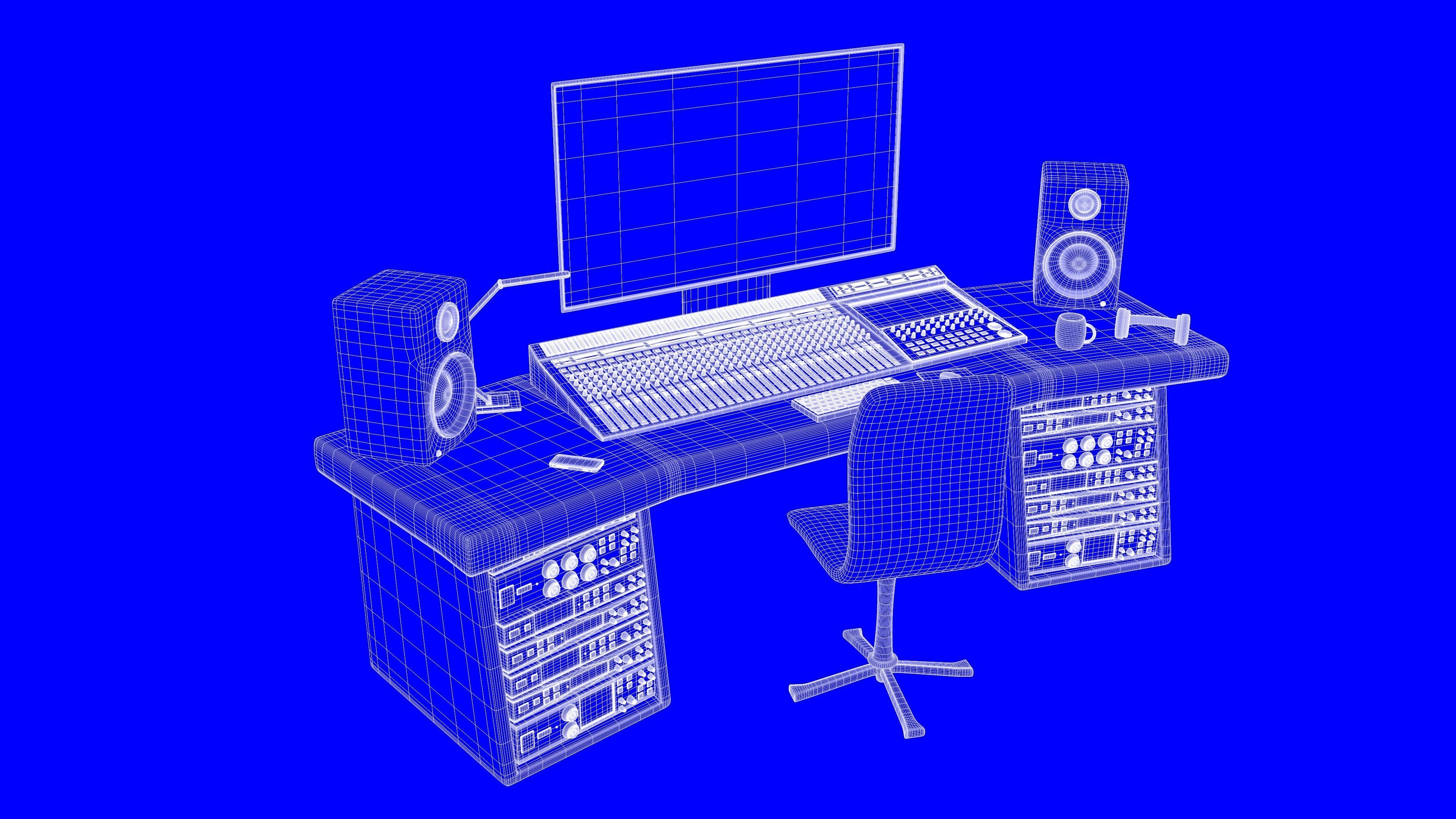 Music Studio Desk Setup 3D model | CGTrader