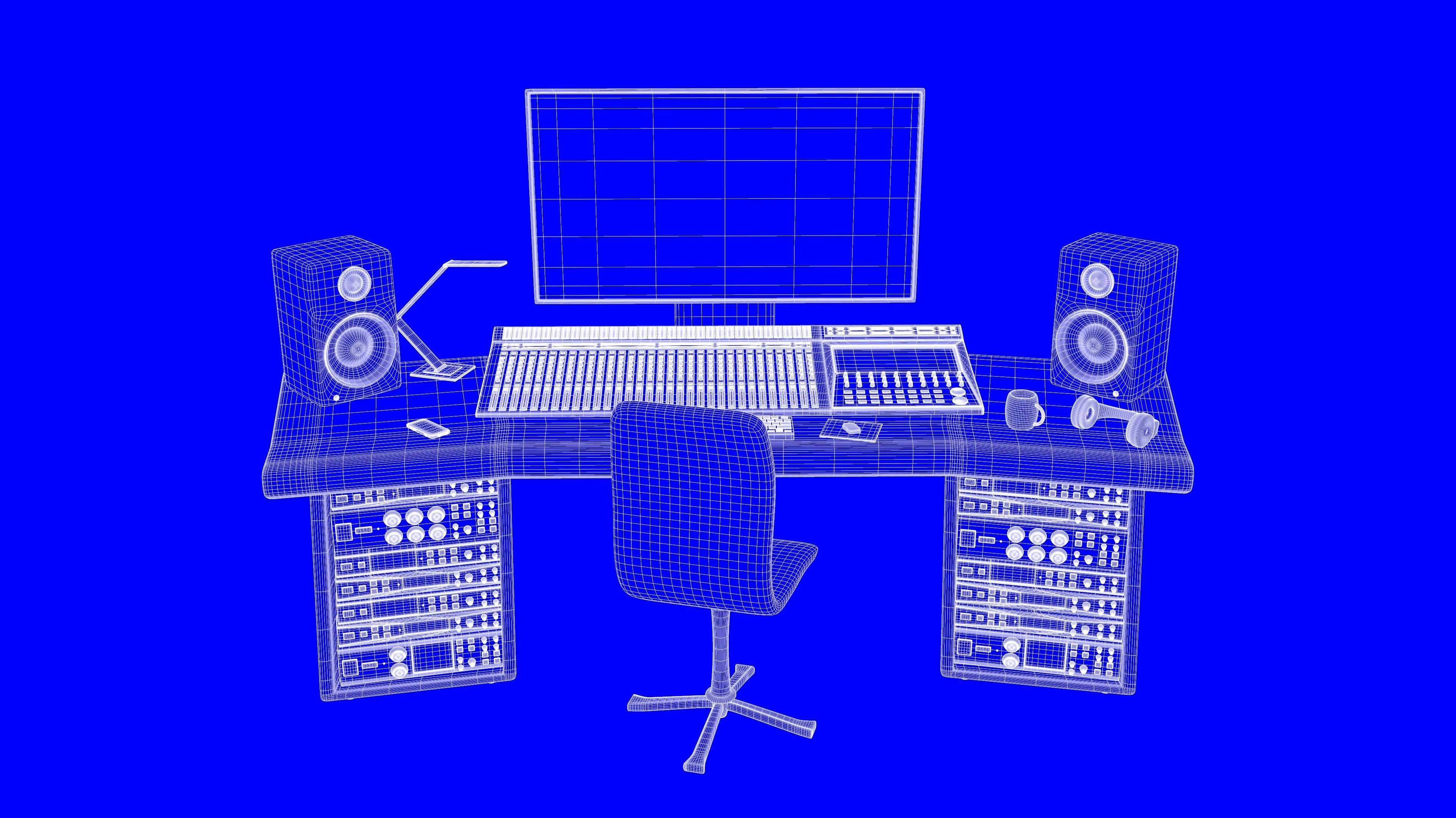 Music Studio Desk Setup 3D model | CGTrader