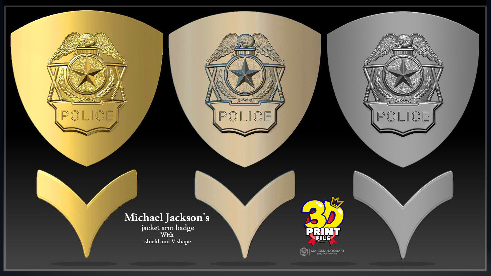 3D print models of MichaelJacksons jacket arm badges- SuperBowl 3D ...