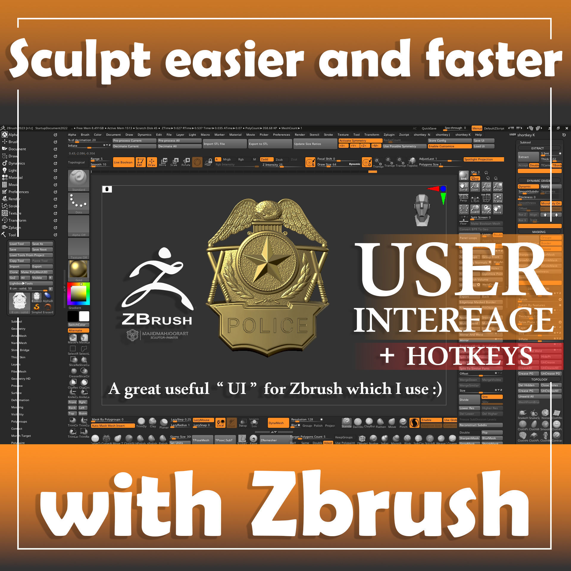 my great useful User Interface for Zbrush and hotkey 3D model | CGTrader