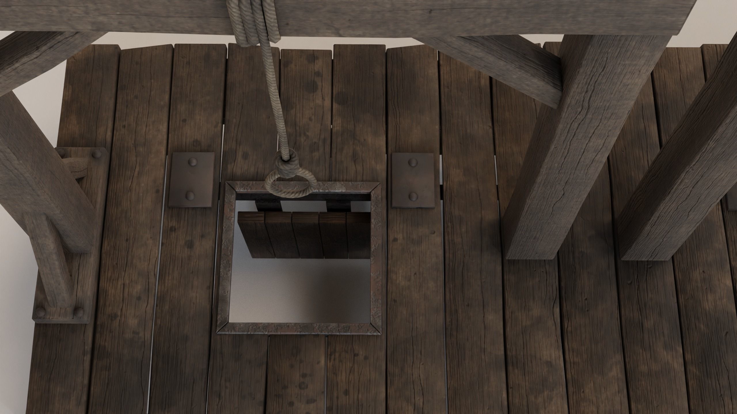 3D model Gallows UE5 game ready with collision mesh VR / AR / low-poly ...