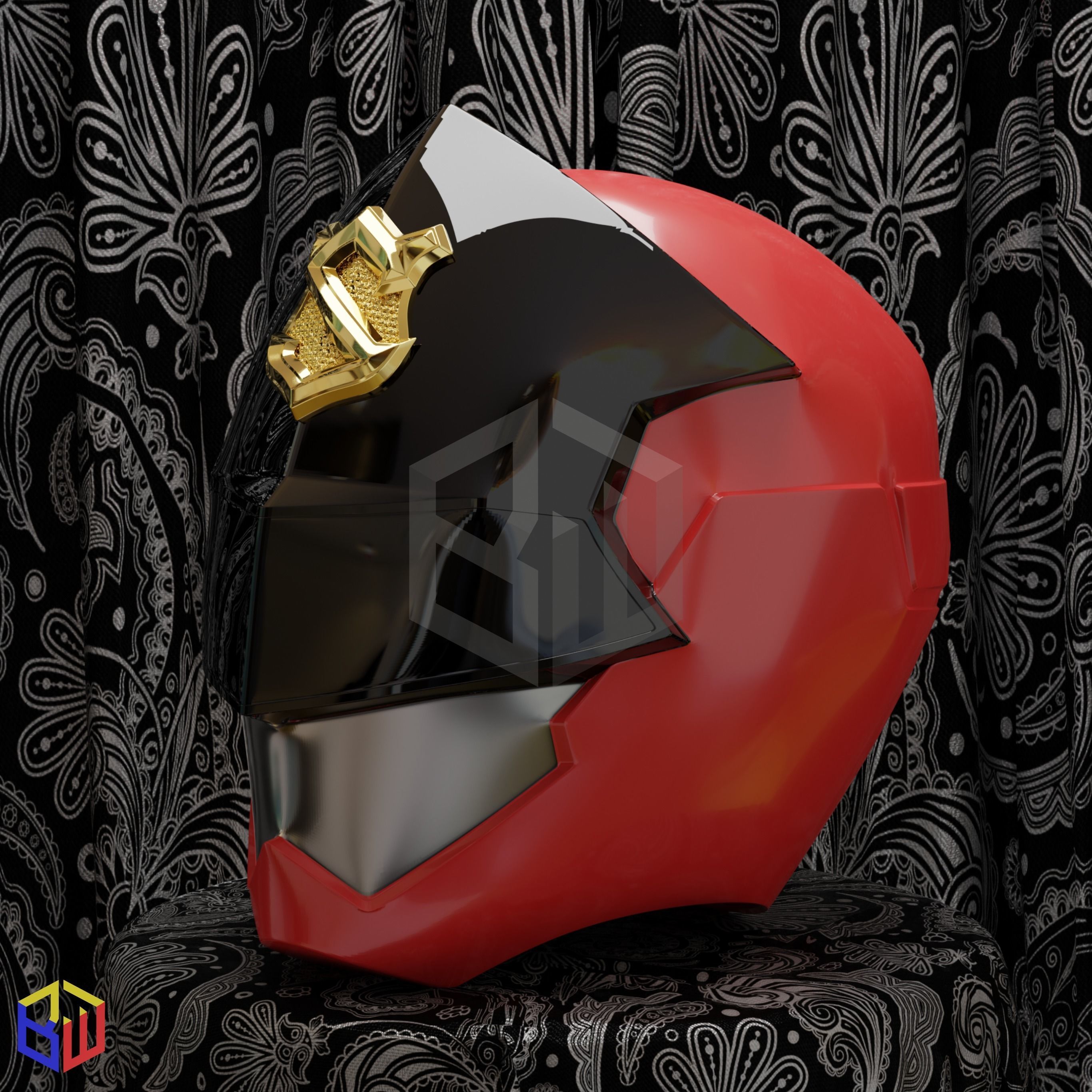 Power Rangers Patren 1gou Red Ranger Helmet 3D model 3D printable ...