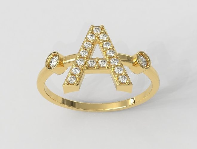 Diamond Letter Ring - A 3D model 3D printable | CGTrader