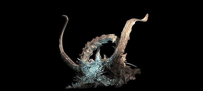 Dark Alien Dragon God Bone In space 5 3D model | CGTrader