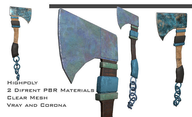 AXE03 axe with chain 3D model | CGTrader