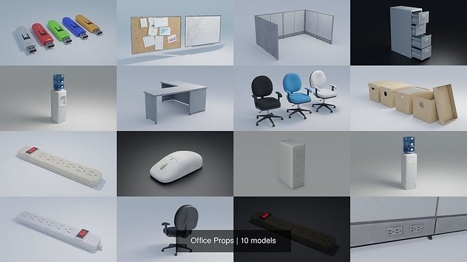 3D Model Collection Office Props VR / AR / low-poly | CGTrader