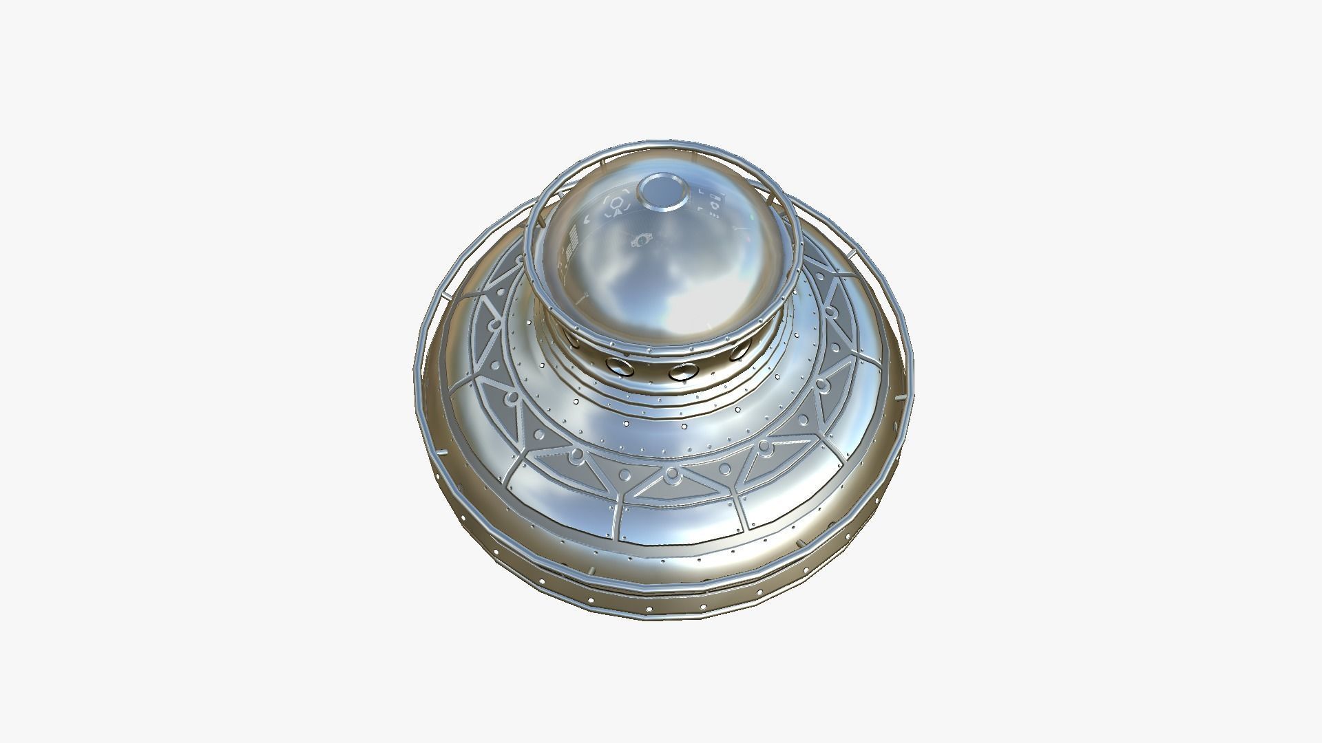 3D model Alien Spaceship UFO F02 Aluminum - Sci Fi Spacecraft Design VR ...