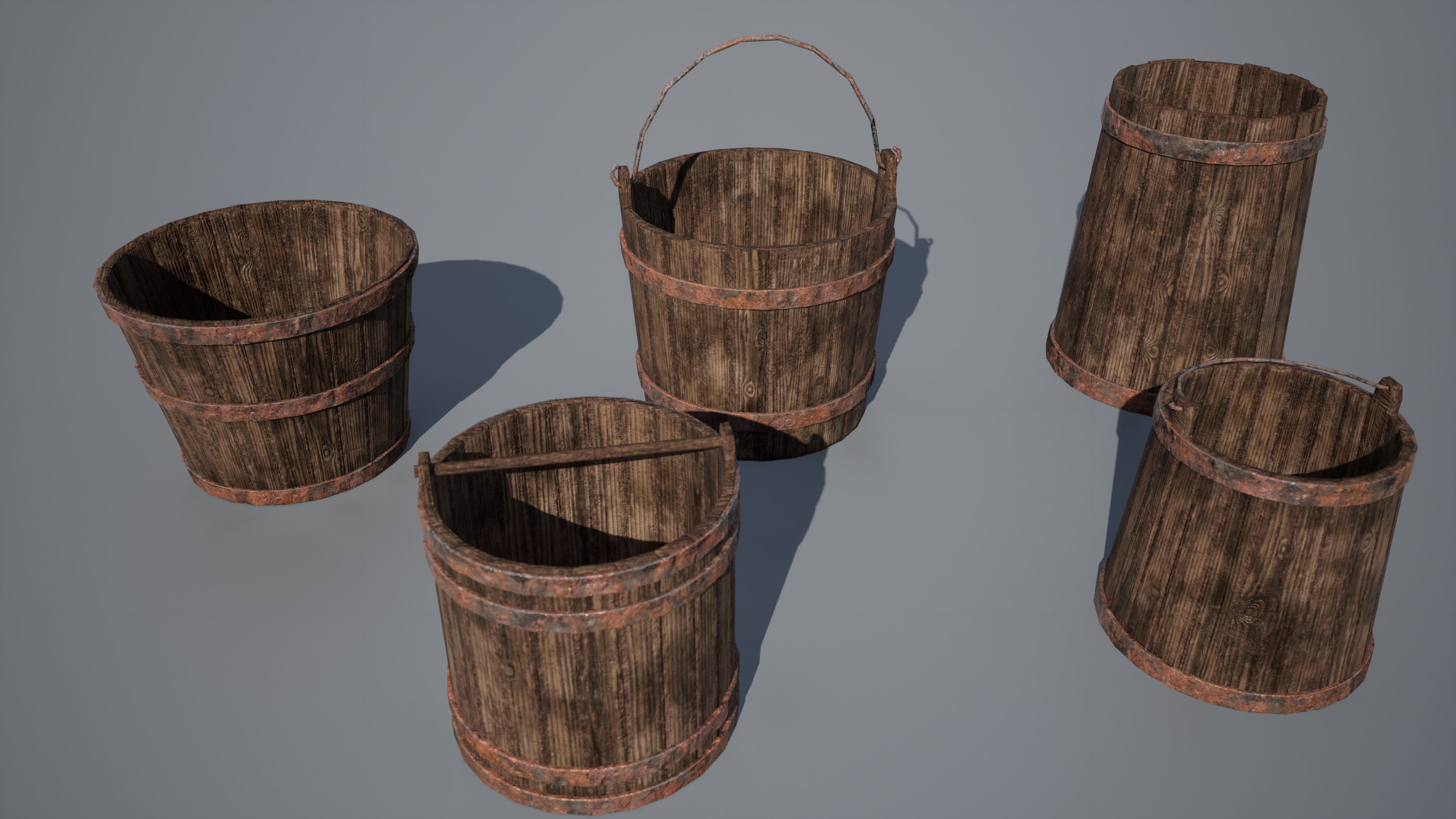 3D model Barrels Buckets Crates Asset Pack VR / AR / low-poly | CGTrader