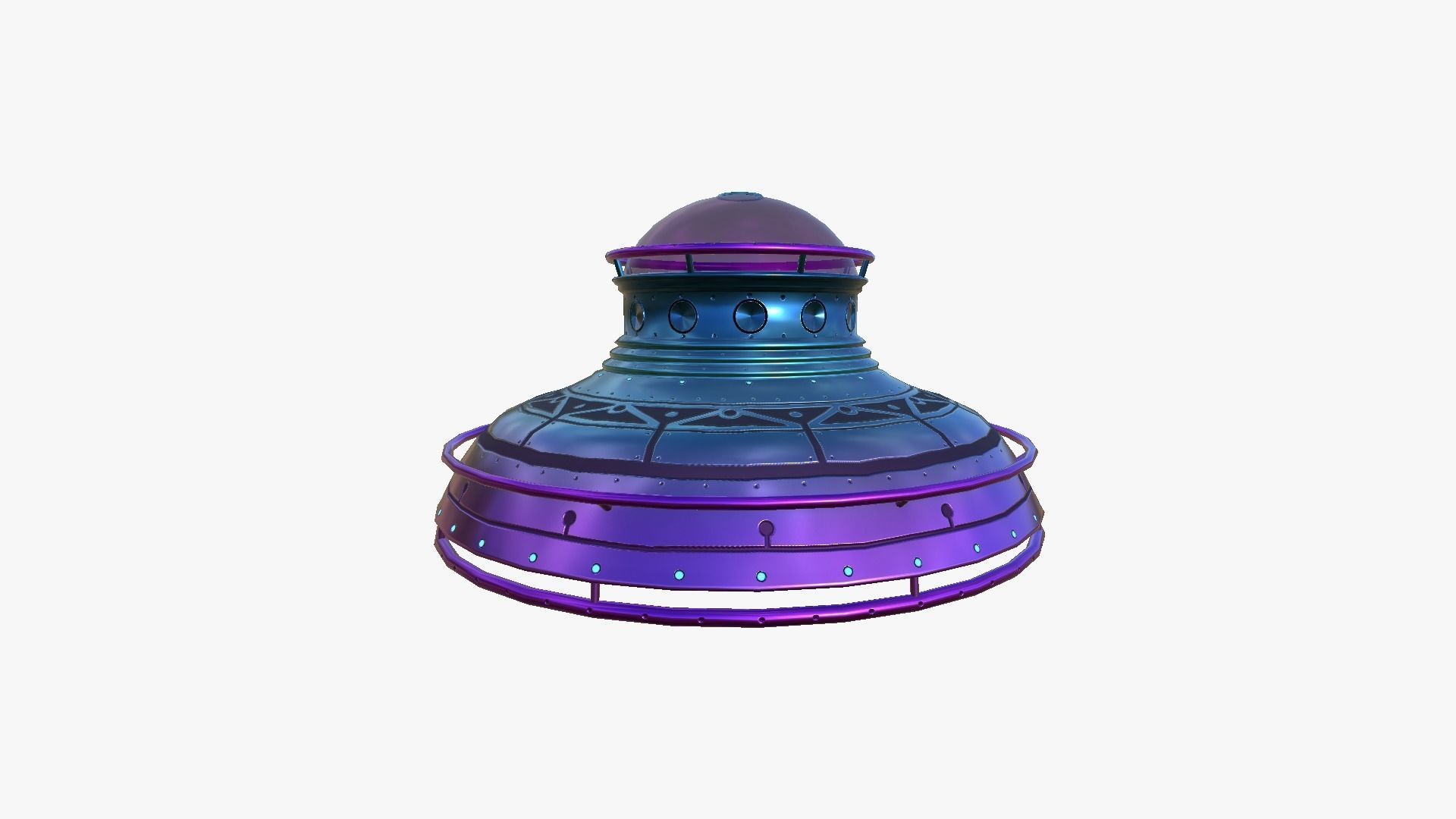 3D model Alien Spaceship UFO F04 Purple Blue - Sci Fi Spacecraft Design ...