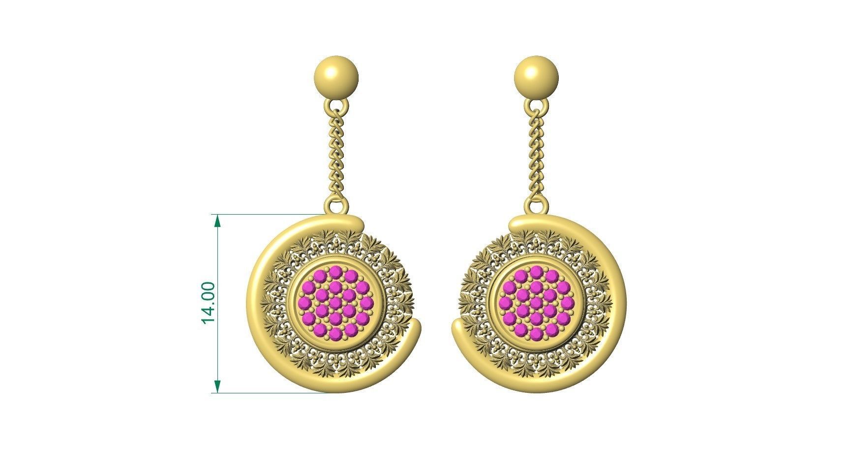 Flower Diamond Earing Design 3D model 3D printable | CGTrader