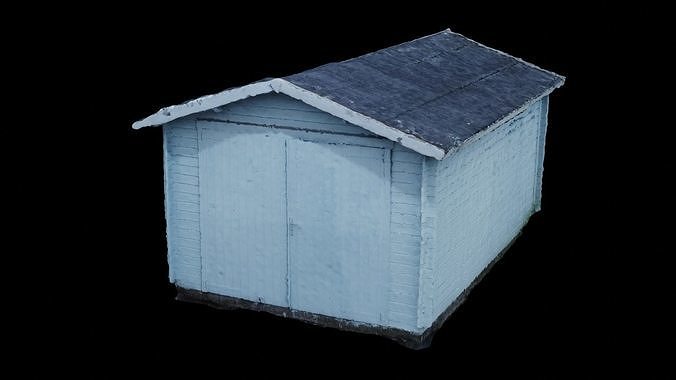 3D model 4K Realistic Wooden Blue Shed Photoscan VR / AR / low-poly ...