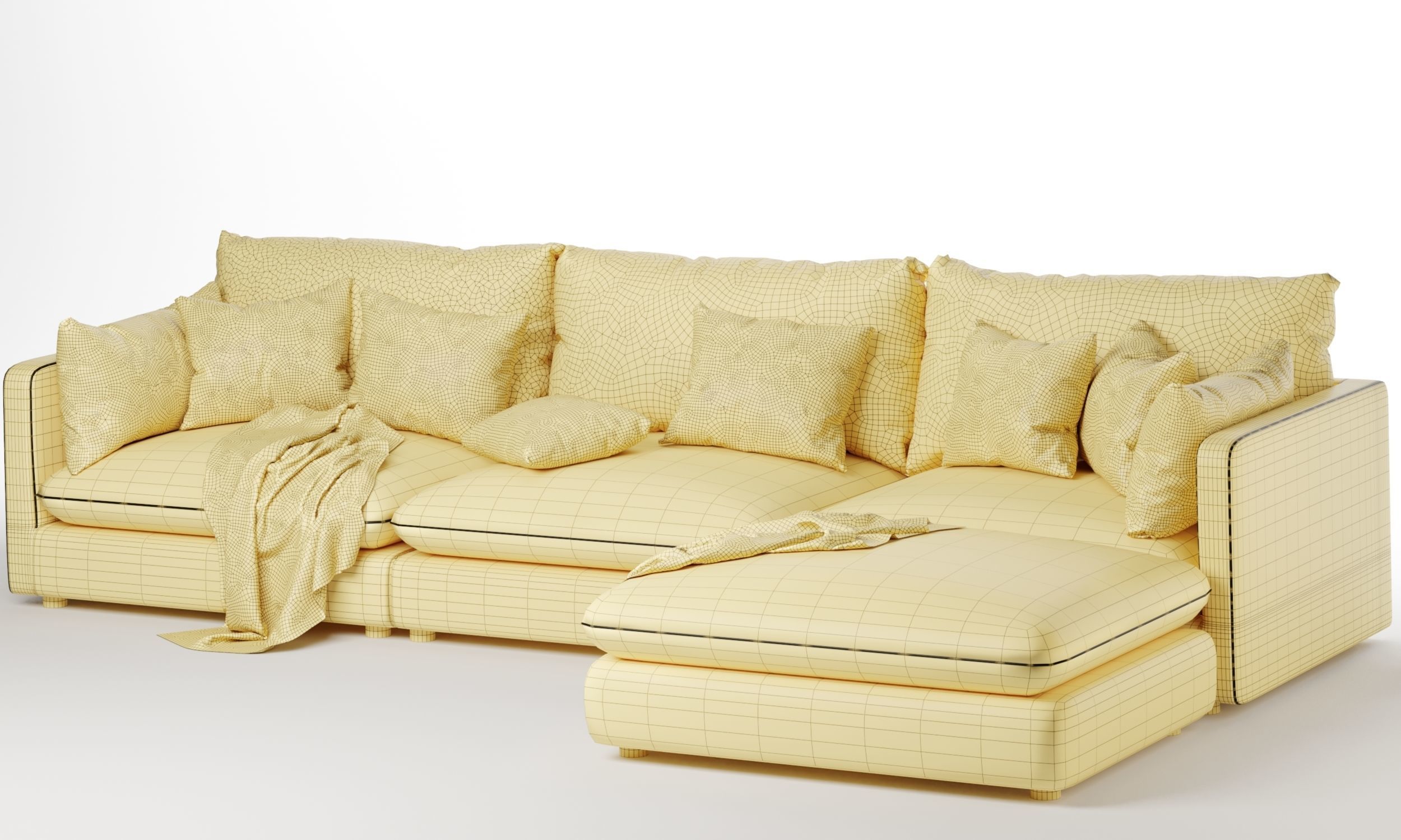 Unwind 4 Piece Reversible Sectional Sofa 3D model | CGTrader