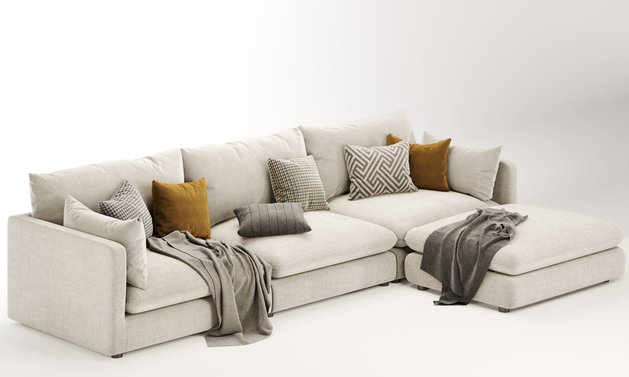 Unwind 4 Piece Reversible Sectional Sofa 3D model | CGTrader