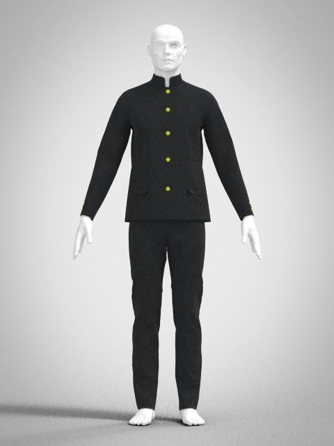 3D model Gakuran Uniform VR / AR / low-poly | CGTrader
