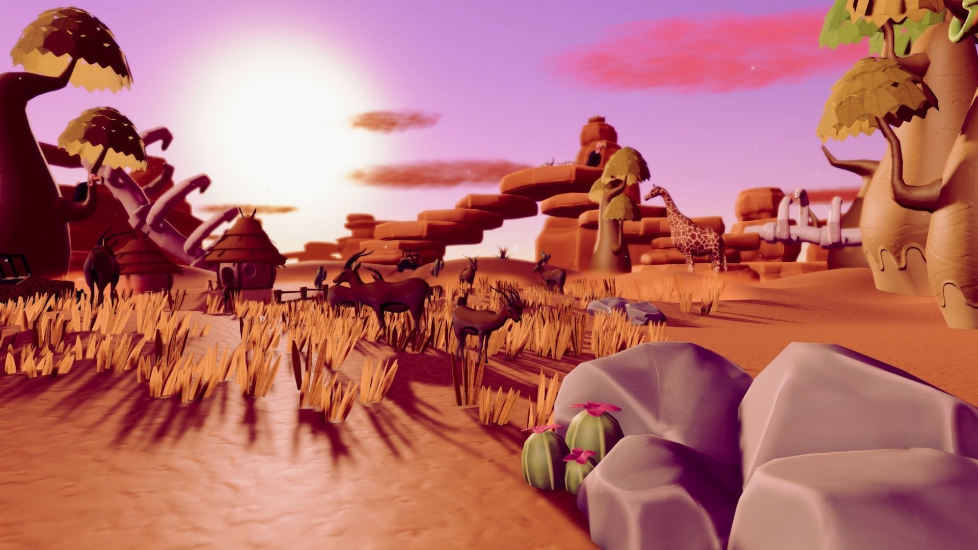 3D model Cartoon Style African Themed Pack Unity URP VR / AR / low-poly ...