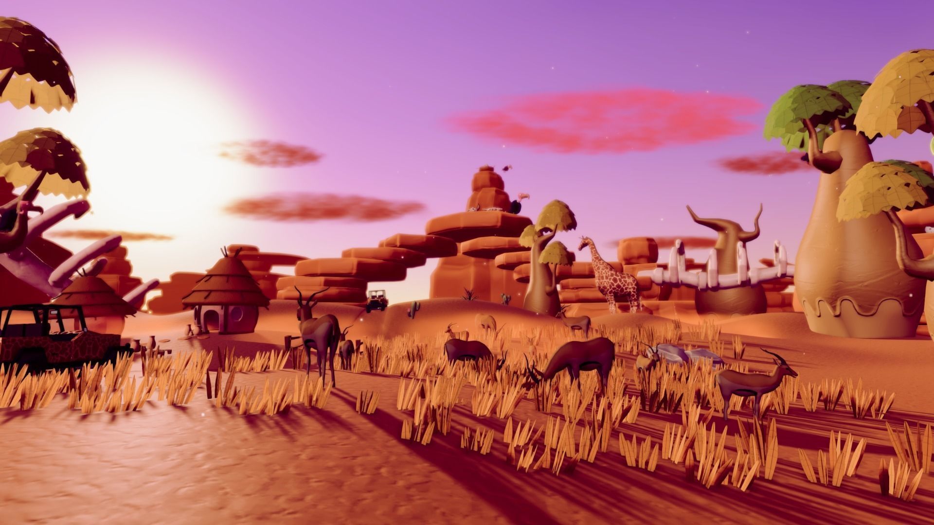 3D model Cartoon Style African Themed Pack Unity URP VR / AR / low-poly ...