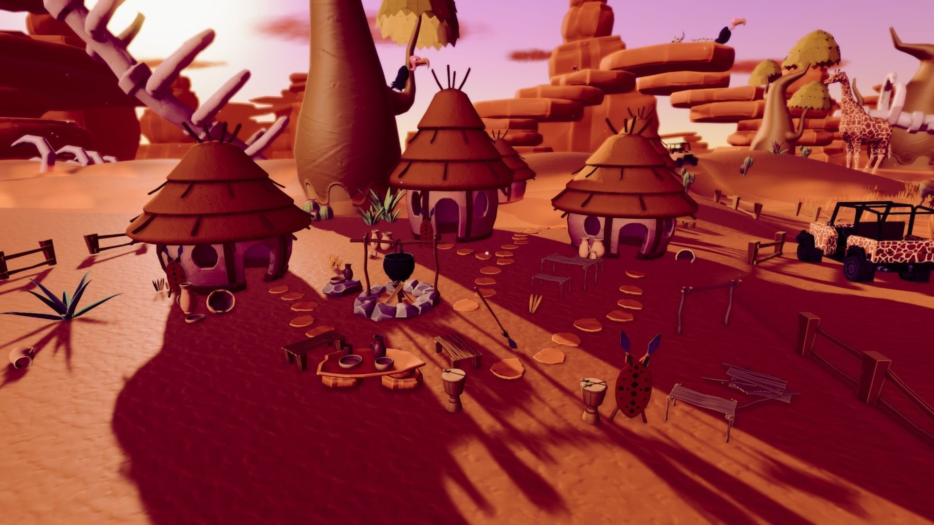 3D model Cartoon Style African Themed Pack Unity URP VR / AR / low-poly ...