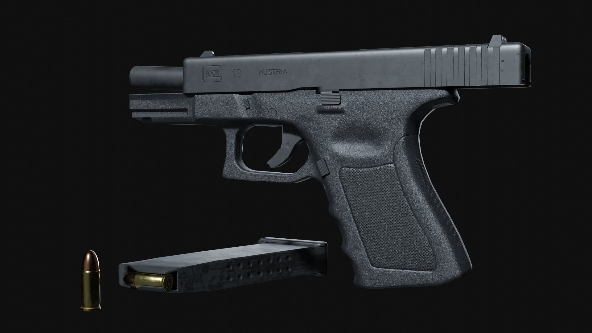 Glock 19 Semi Automatic Pistol 9mm free VR / AR / low-poly 3D model ...