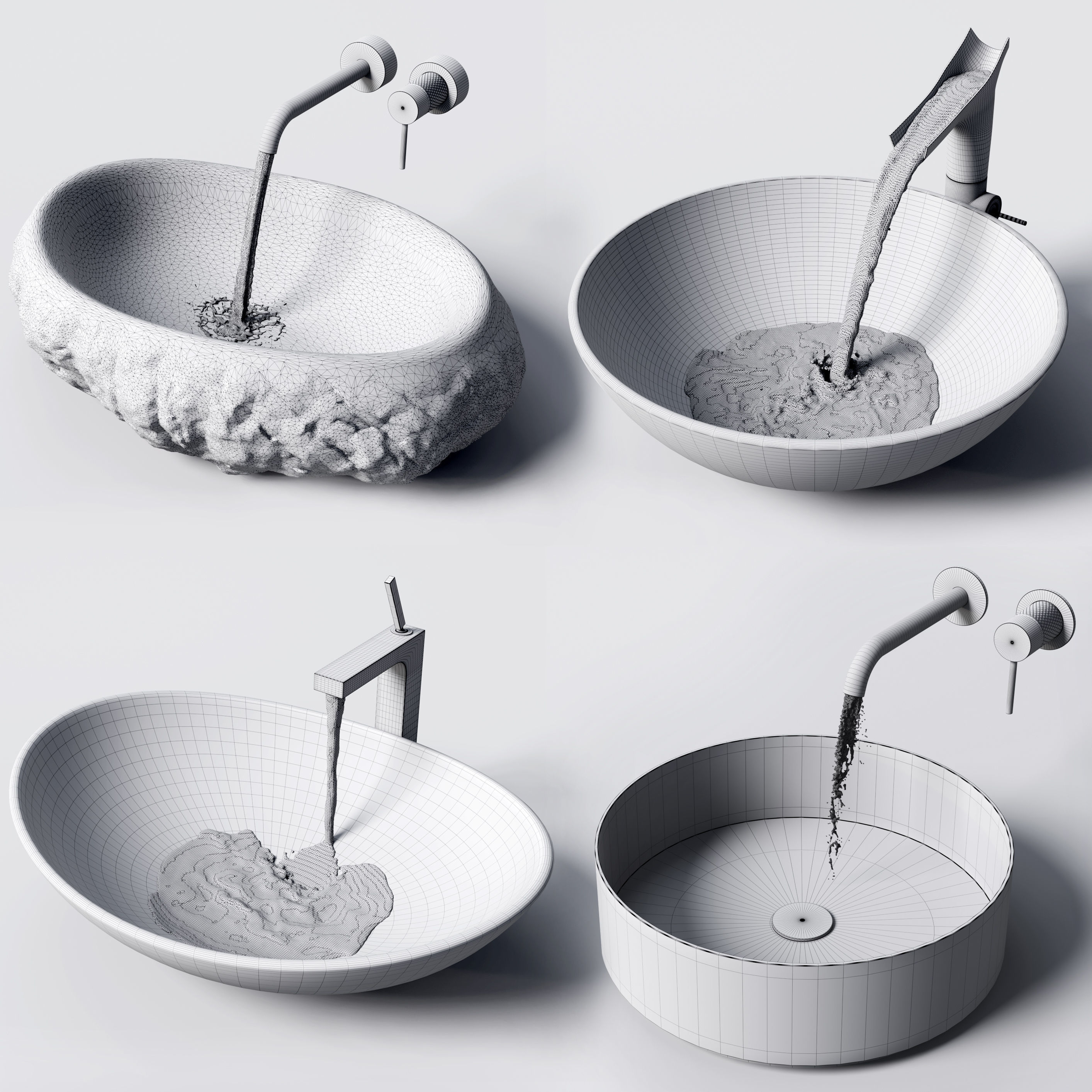 4 washing basins 3D model | CGTrader