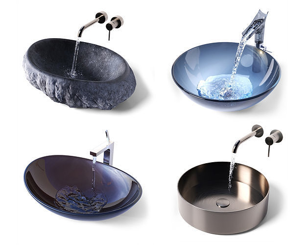 4 washing basins 3D model | CGTrader
