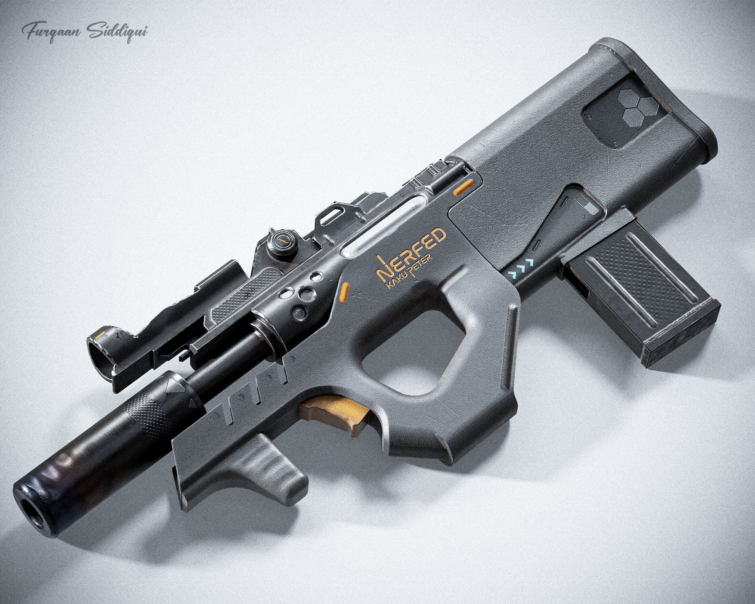 3D model Sci-fi SMG Nerfed Kaku Peter Edition VR / AR / low-poly | CGTrader