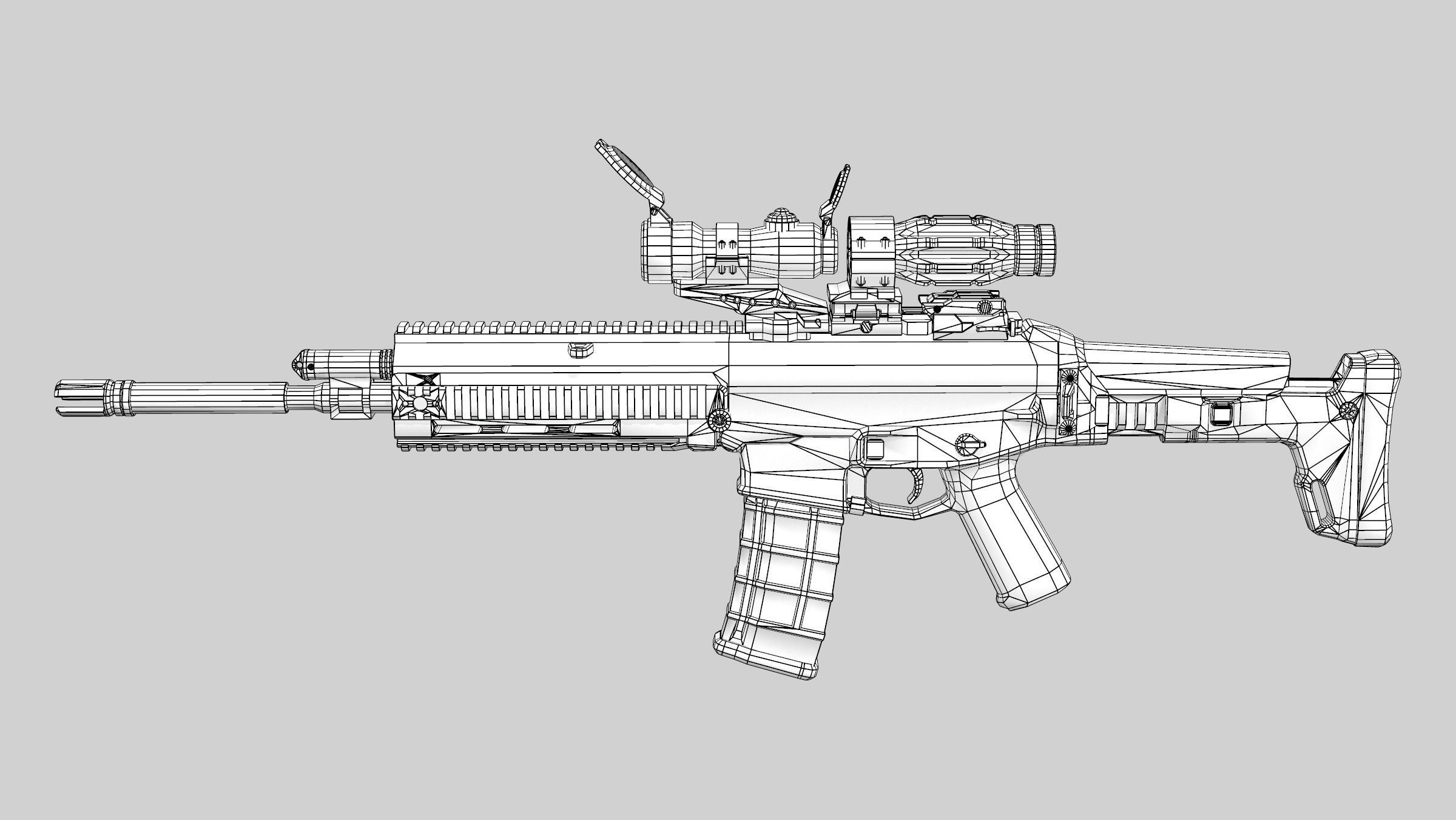 3D model Cyberpunk Futuristic White Riffle Machine Gun VR / AR / low ...