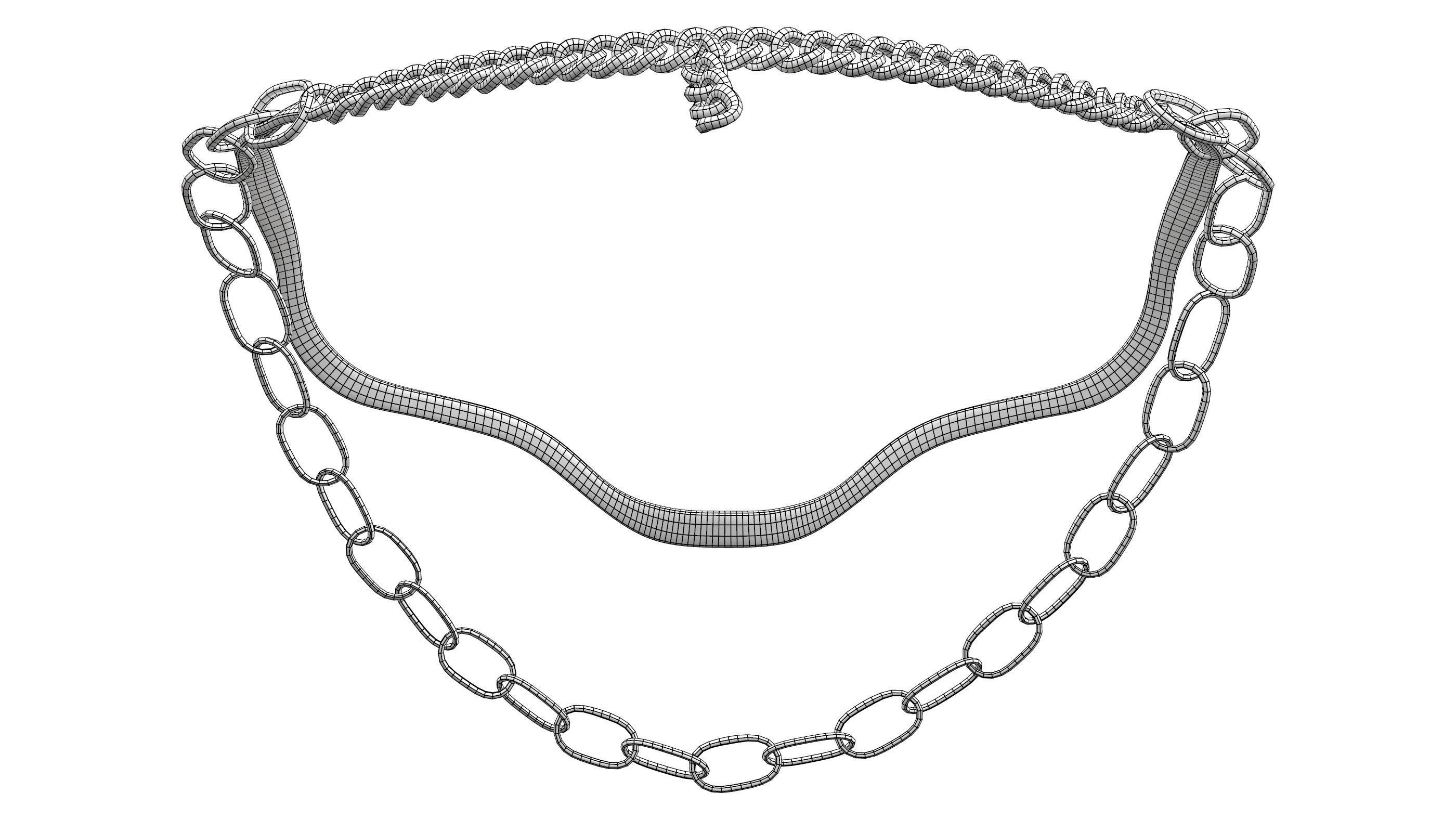 3D model Red Gold Chains Female Necklace VR / AR / low-poly | CGTrader