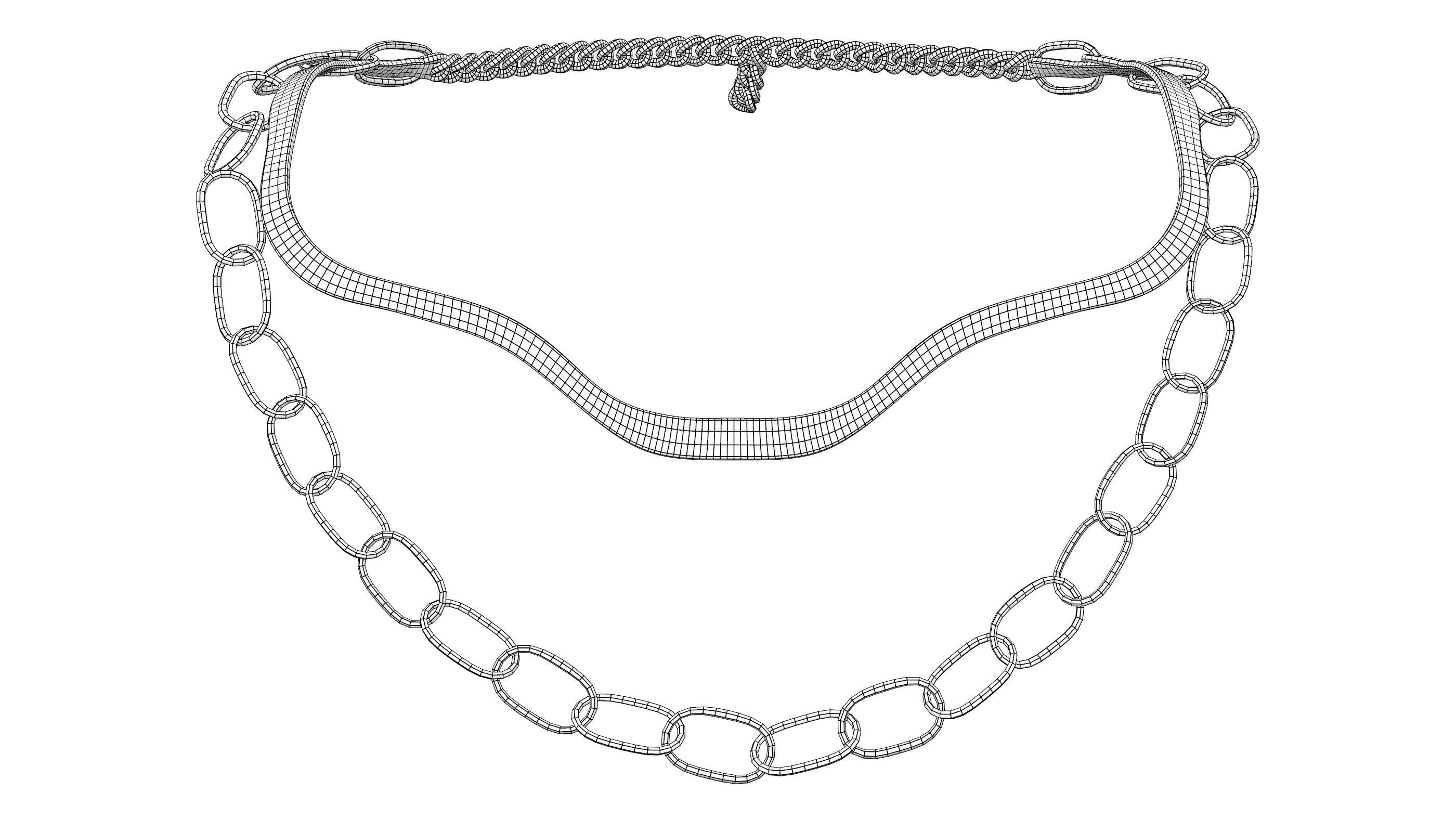 3D model Red Gold Chains Female Necklace VR / AR / low-poly | CGTrader