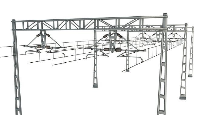 Modular Railway Catenary 3D model | CGTrader