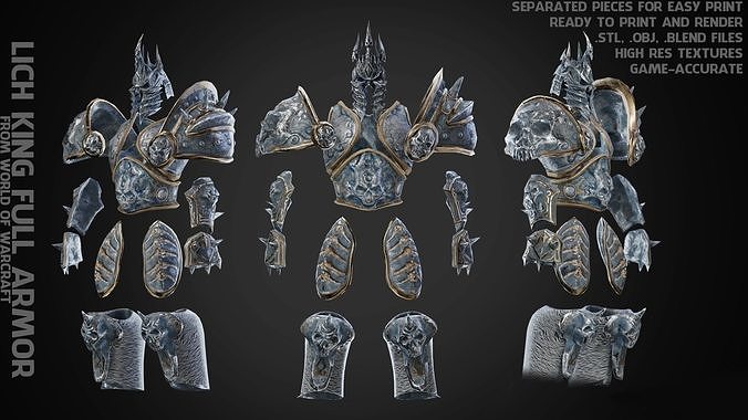 World of Warcraft Lich King Full Armor for Cosplay 3D model 3D printable | CGTrader