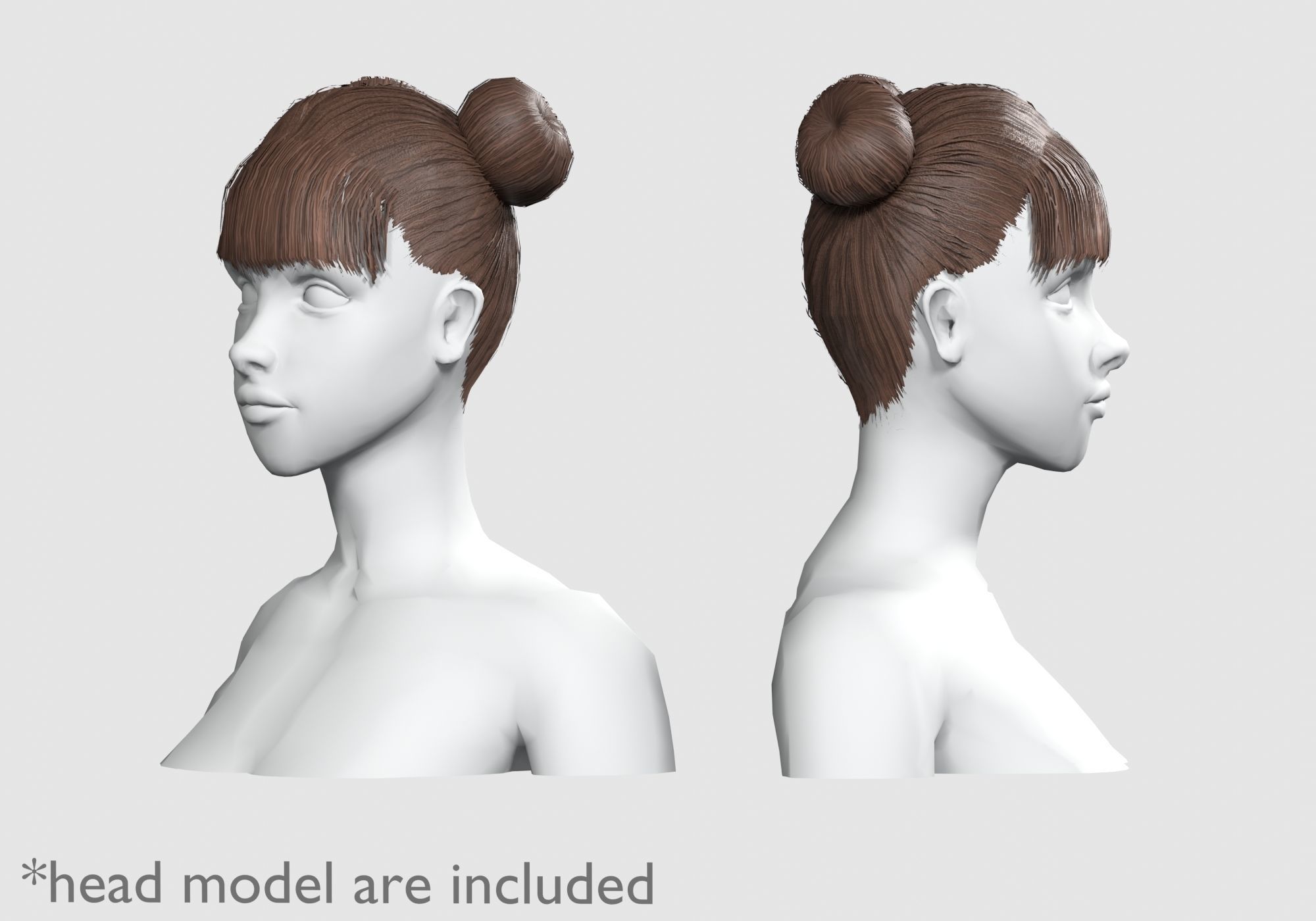 3D model Two Bun Hairstyle V4702 VR / AR / low-poly | CGTrader