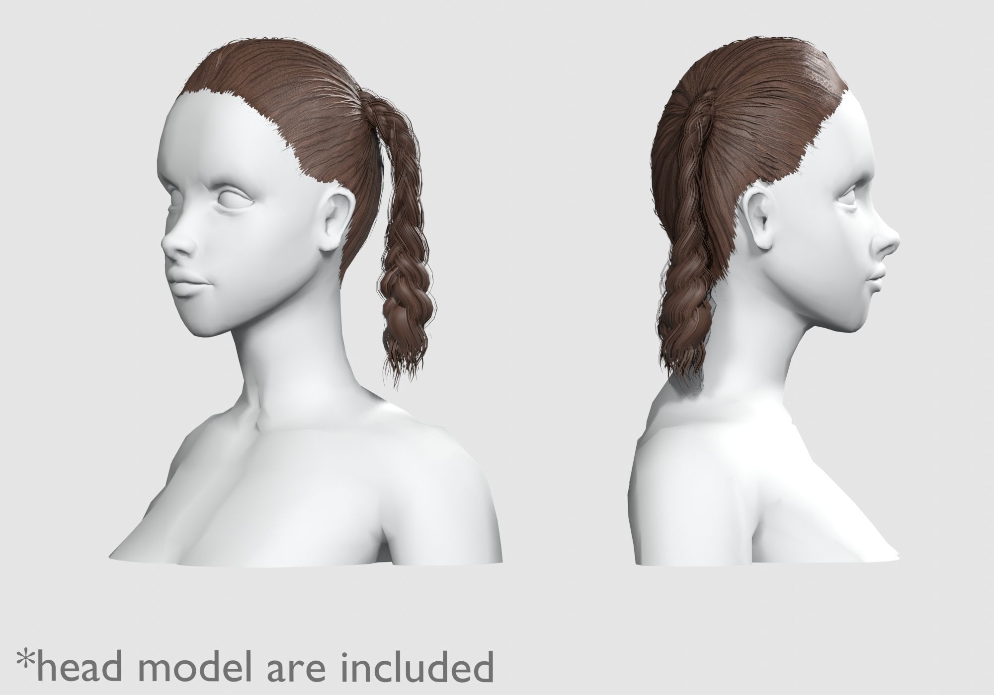 3D model Braids Pigtails Hairstyle V8748 VR / AR / low-poly | CGTrader