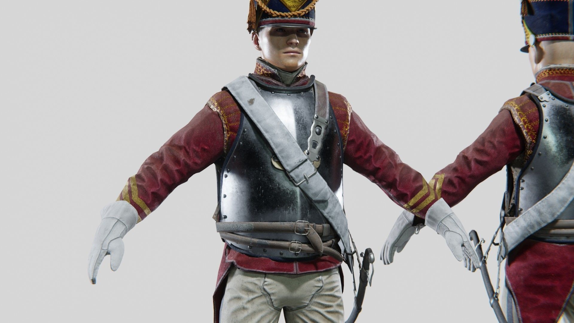 3D model Soldier Napoleon Cavalry Cuirassier Rigged VR / AR / low-poly ...