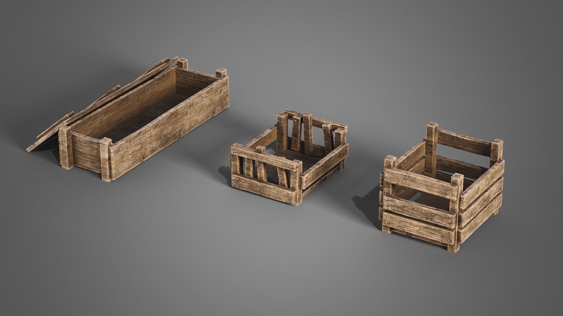 3D model Medieval wooden boxes VR / AR / low-poly | CGTrader