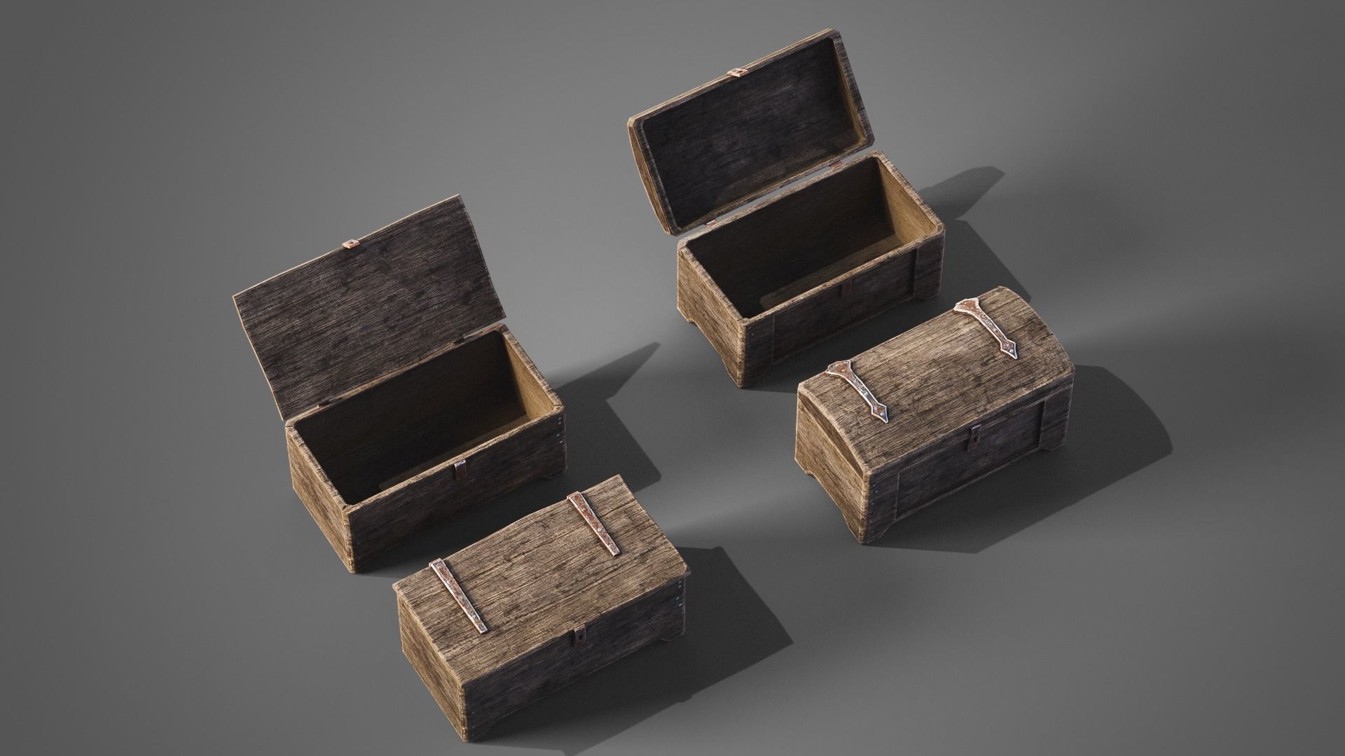 3D model Medieval wooden chests VR / AR / low-poly | CGTrader