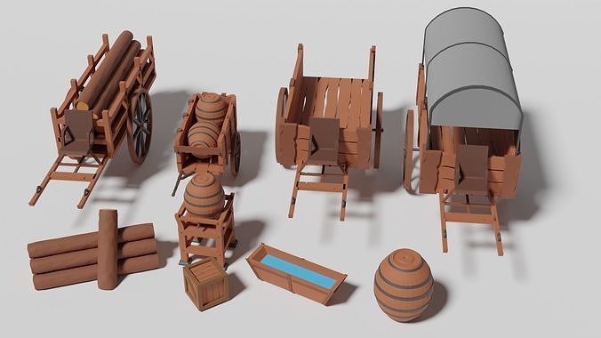 Medieval Low Poly Objects free VR / AR / low-poly 3D model | CGTrader