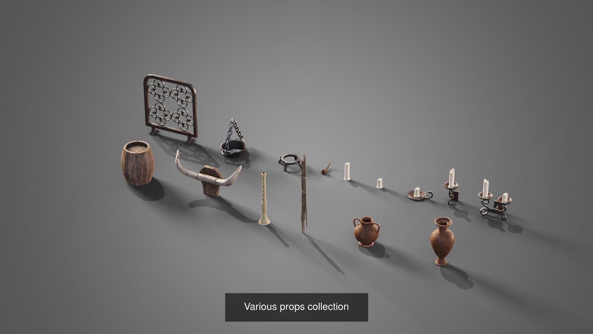 Medieval props collection VR / AR / low-poly | CGTrader