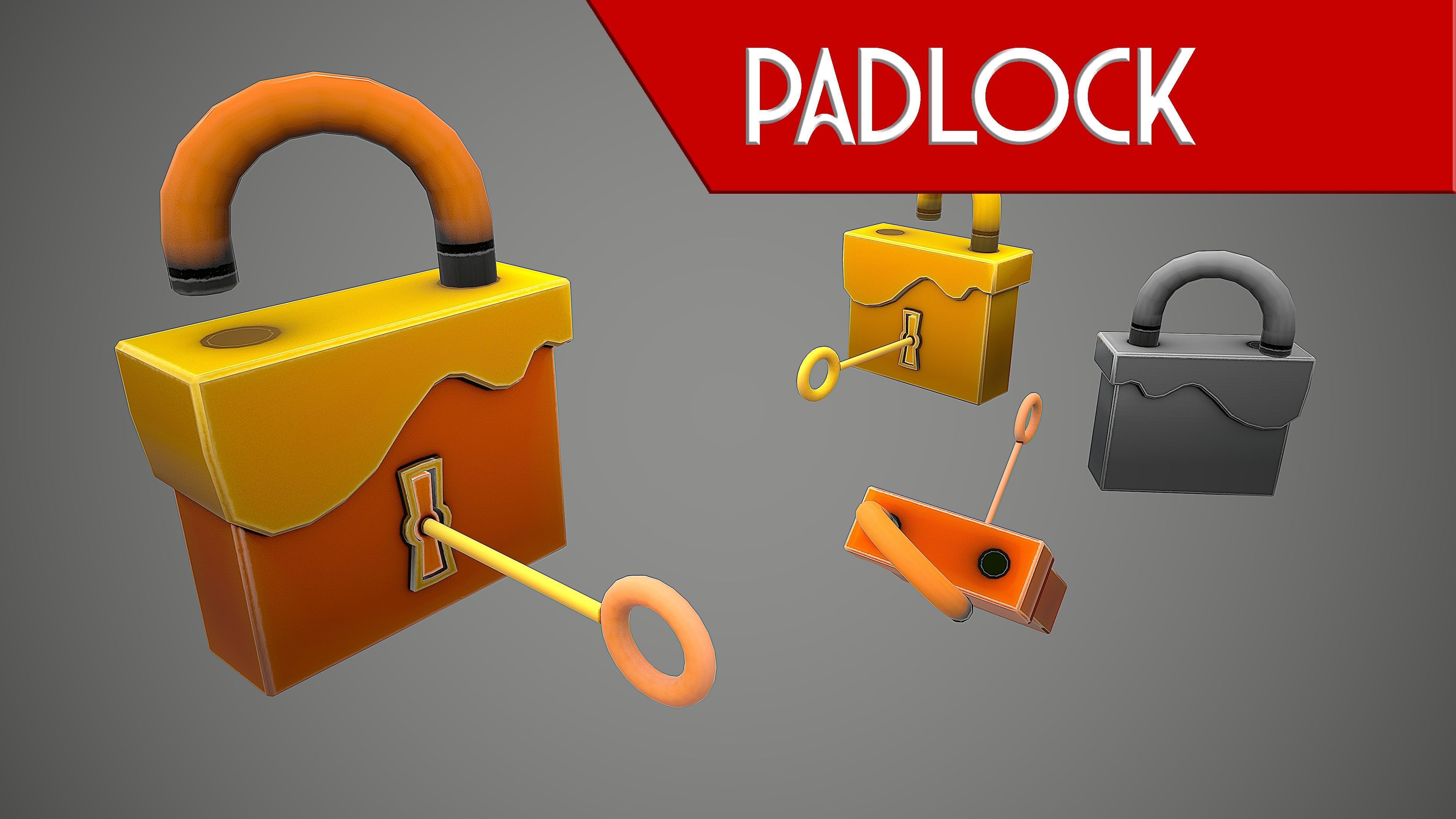 3D model PADLOCK 8 CARTOON STYLIZED VR / AR / low-poly | CGTrader